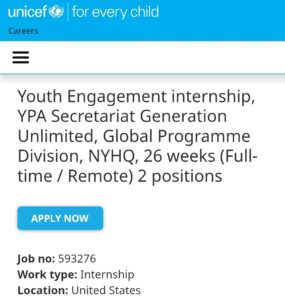 UNICEF Youth Engagement Internship 2026 (Remote) | Fully Funded UNICEF ...